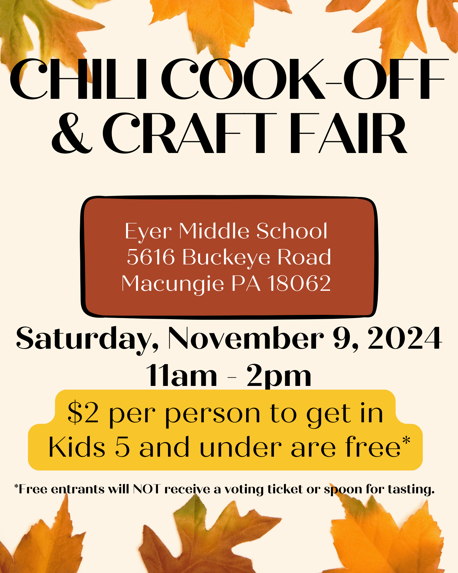 Chili Cook Off & Craft Fair – Eyer Middle School